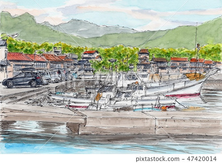 Fishing port - Stock Illustration [47420014] - PIXTA