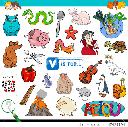 V is for educational game for children - Stock Illustration [47421194 ...