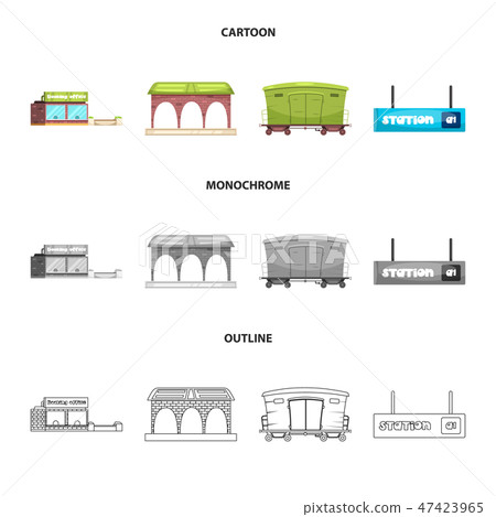 Isolated object of train and station sign.... - Stock Illustration ...
