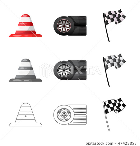 Vector illustration of car and rally icon. Set... - Stock Illustration ...