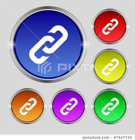 link icon sign. Round symbol on bright colourful b - Stock Illustration ...