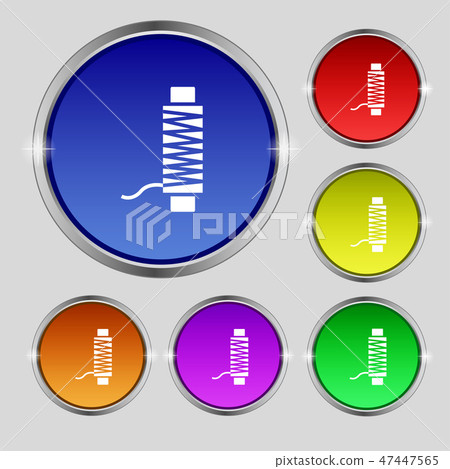 Thread Icon sign. Round symbol on bright colourful - Stock Illustration ...