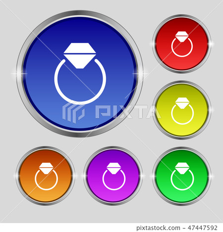 Diamond engagement ring icon sign. Round symbol on - Stock Illustration ...