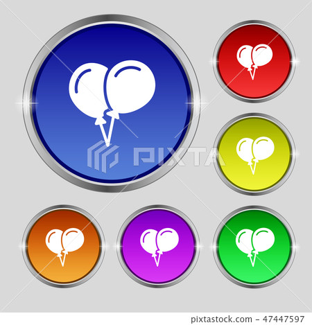 balloon Icon sign. Round symbol on bright colourfu - Stock Illustration ...