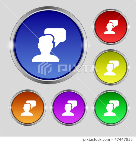 People talking icon sign. Round symbol on bright c - Stock Illustration ...