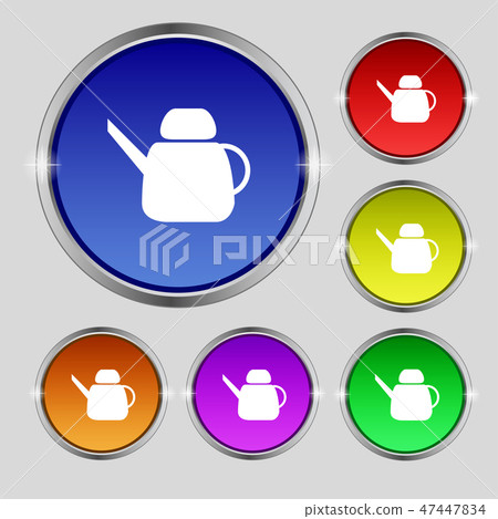 Kettle Icon sign. Round symbol on bright colourful - Stock Illustration ...