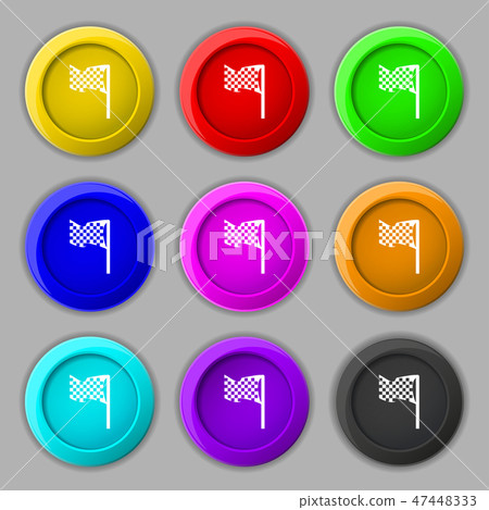 racing flag icon sign. symbol on nine round colour - Stock Illustration ...