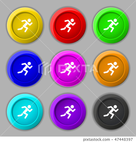 simple running human icon sign. symbol on nine rou - Stock Illustration ...