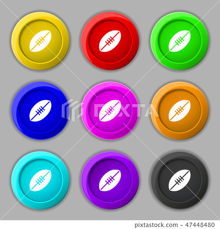 American Football icon sign. symbol on nine round - Stock Illustration ...