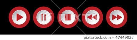 red, white round music control buttons set - Stock Illustration ...