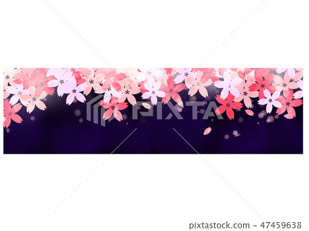 A cherry tree banner at night - Stock Illustration [47459638] - PIXTA