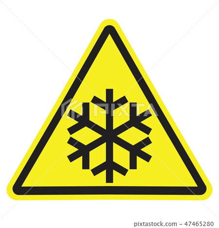 Yellow triangle warning sign with black snowflake - Stock Illustration ...