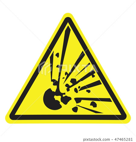Explosive. Warning danger. Yellow triangle Sign - Stock Illustration ...