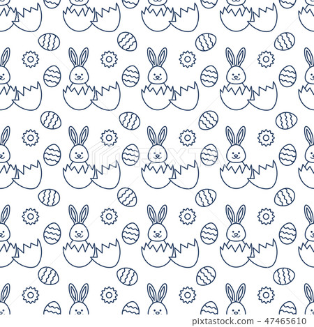 Seamless pattern with Easter Bunny, eggs - Stock Illustration [47465610 ...