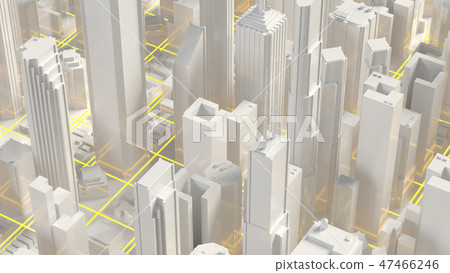 City skyline 3d rendering. Techno mega city... - Stock Illustration ...