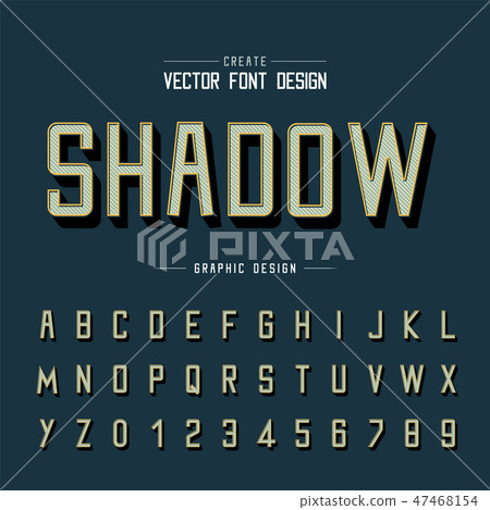 Line Font and alphabet vector, Shadow Typeface - Stock Illustration ...