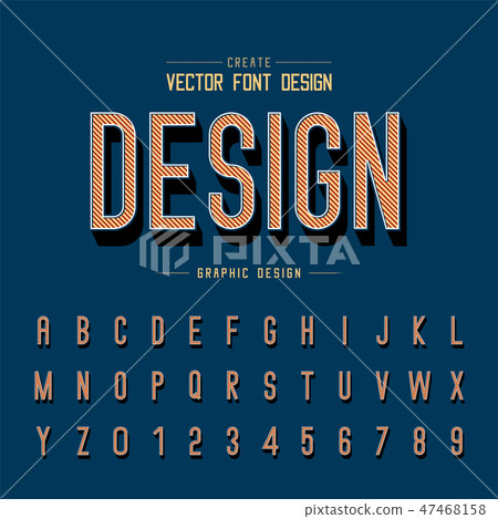 Line Font alphabet vector Shadow Letter typeface - Stock Illustration ...