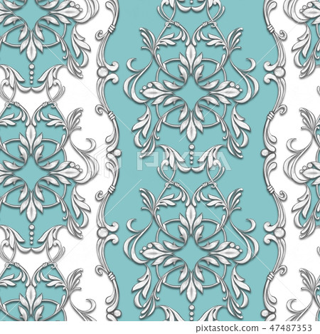 Seamless silver baroque pattern - Stock Illustration [47487353] - PIXTA