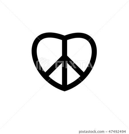 Heart shaped peace sign bold line icon. - Stock Illustration [47492494 ...