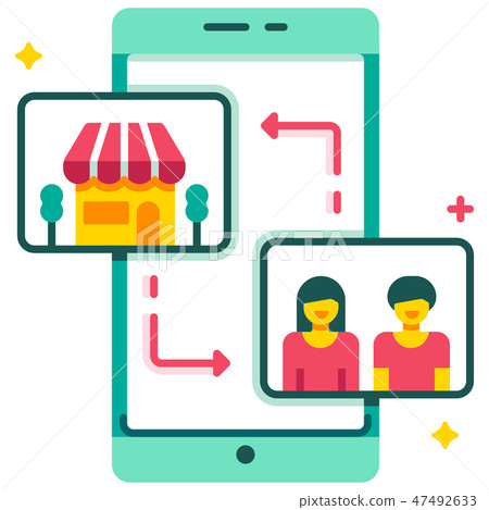 Store and customer connection flat illustration - Stock Illustration ...