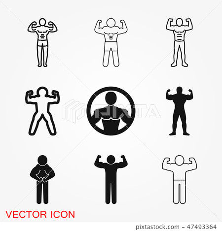 Bodybuilder icon, muscle sign - Stock Illustration [47493364] - PIXTA