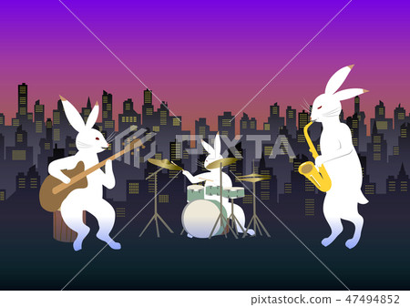 Illustration of a rabbit playing jazz - Stock Illustration [47494852 ...