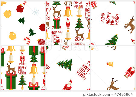Colorful Pixel Pattern set with Christmas... - Stock Illustration ...