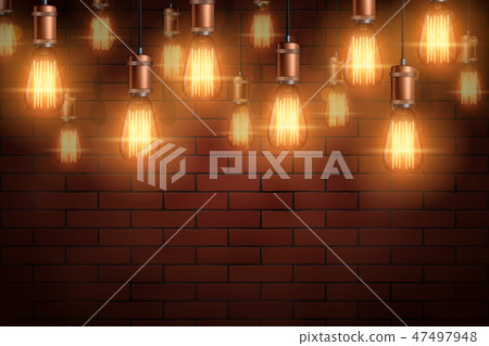 Decorative edison light bulb background - Stock Illustration [47497948 ...