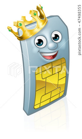 Sim Card King Mobile Phone Cartoon Mascot - Stock Illustration ...
