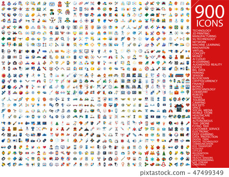 Digital vector 900 simple icons set - Stock Illustration [47499349] - PIXTA