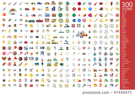 Digital vector 300 icons set - Stock Illustration [47499475] - PIXTA