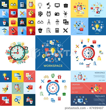 Digital vector blue red work space - Stock Illustration [47499487] - PIXTA