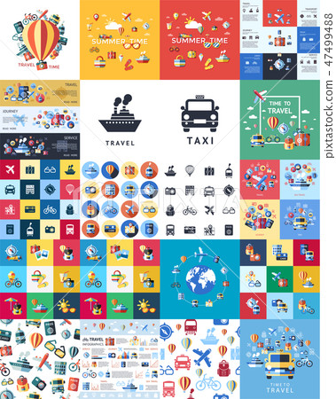 Digital vector yellow travel icons set - Stock Illustration [47499488 ...
