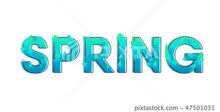 Spring green blue letter with leaves and dark... - Stock Illustration ...