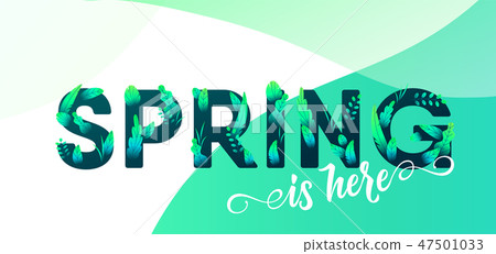 Spring green letter with leaves vector...-插圖素材 [47501033] - PIXTA圖庫