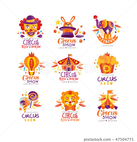 Circus show logo design set, carnival, festive,... - Stock Illustration ...