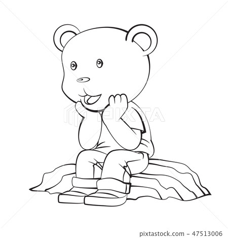 Adorable Cartoon, Bear Standing with thinking. - Stock Illustration ...