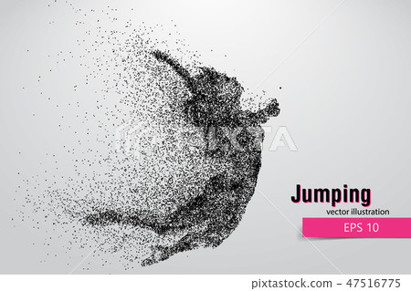 Silhouette of a jumping girl from particles. - Stock Illustration ...