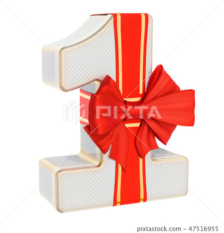 Number 1, gift box shaped of a number one - Stock Illustration ...