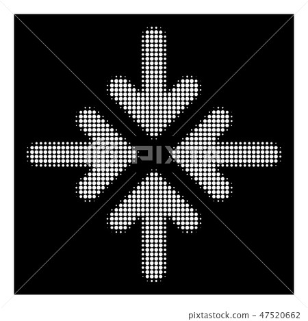 White Halftone Quadro Collide Arrows Icon - Stock Illustration ...
