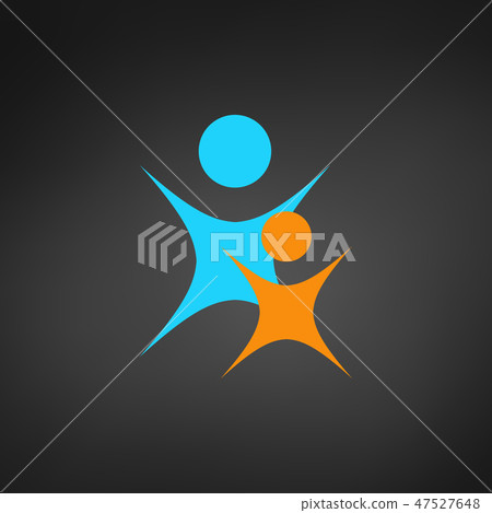 Logo of Adult and child in blue and orange. - Stock Illustration ...