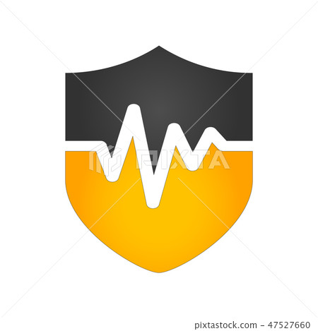heart beat pulse shield security icon vector - Stock Illustration ...