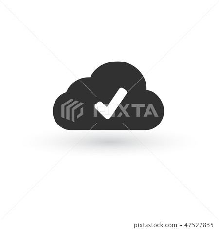 Vector illustration of cloud with checkmark, - Stock Illustration ...
