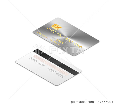 Silver realistic credit card with chip - Stock Illustration [47536903 ...