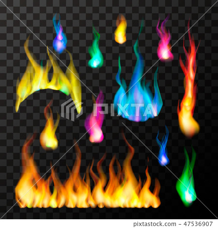 bright magic fire flames in different colours - Stock Illustration ...