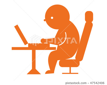 Simple illustration of a person doing computer... - Stock Illustration ...