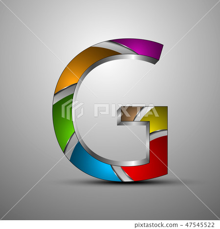 3d logo.Metallic letter with colored section. - Stock Illustration ...
