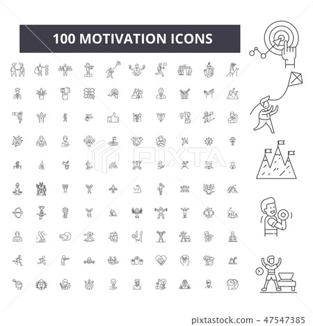 Motivation editable line icons, 100 vector set,... - Stock Illustration ...