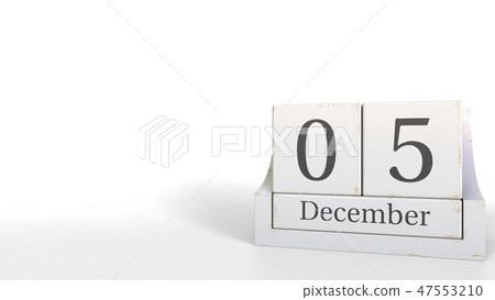 Cube calendar shows December 5 date. 3D rendering - Stock Illustration ...