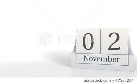 November 2 date on vintage cube calendar, 3D... - Stock Illustration ...